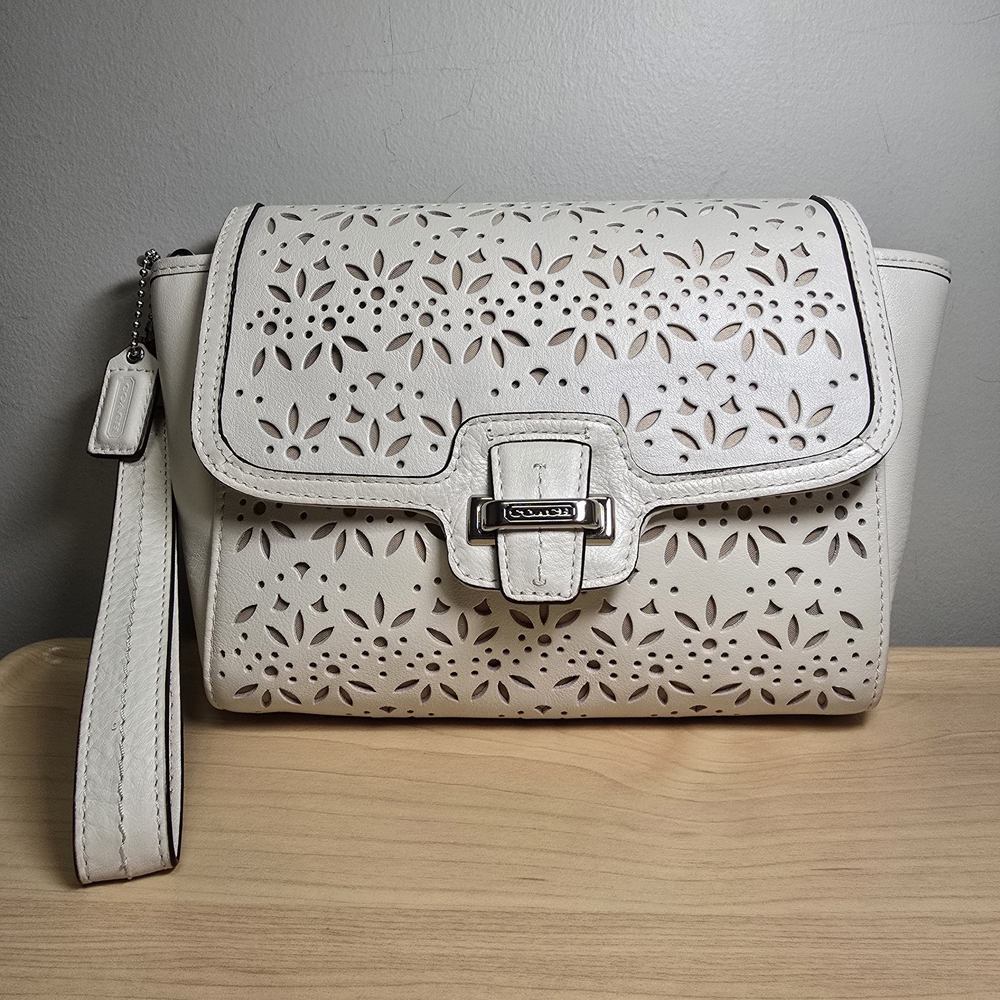 Coach 50632 Taylor Laser Cut Floral Cut-Out Flap Bag … - Gem